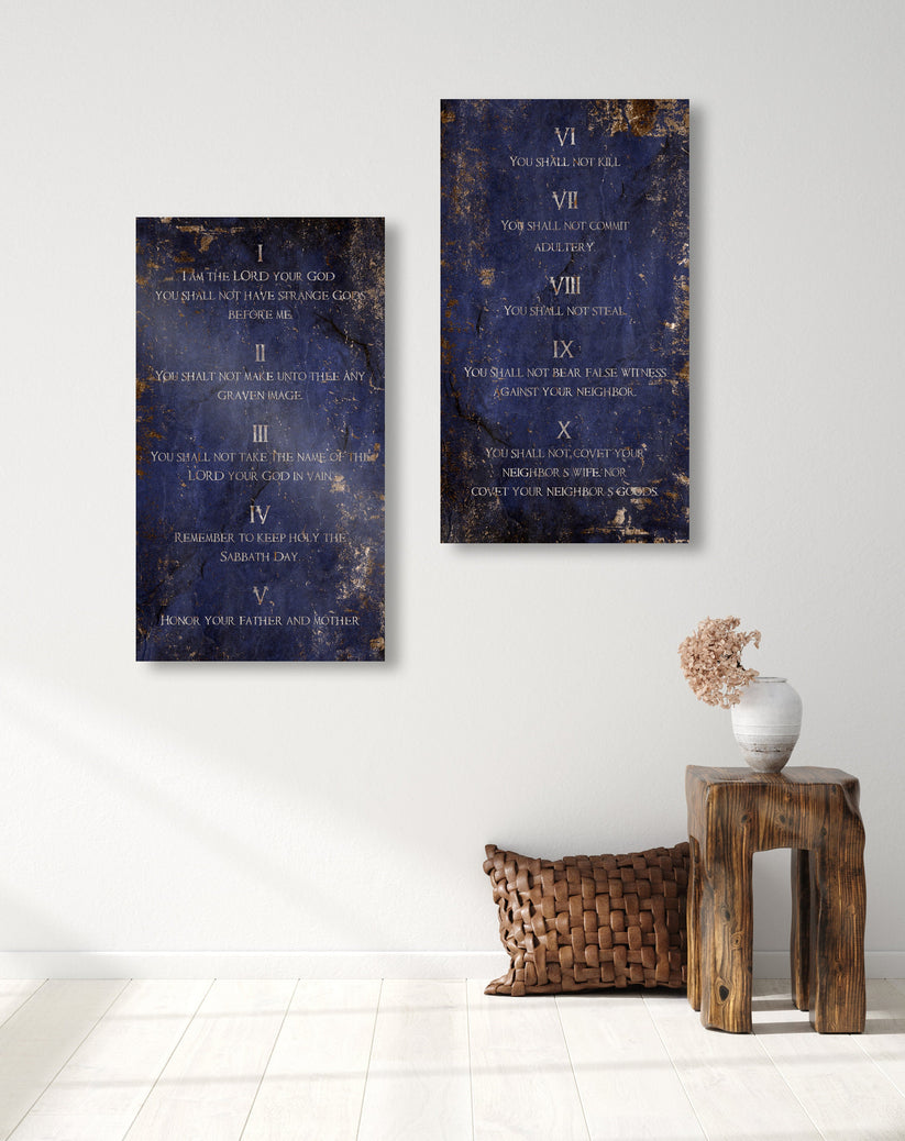 Saphire-Stone Inspired, Ten Commandments Metal Tablets – Honeycomb Proverbs