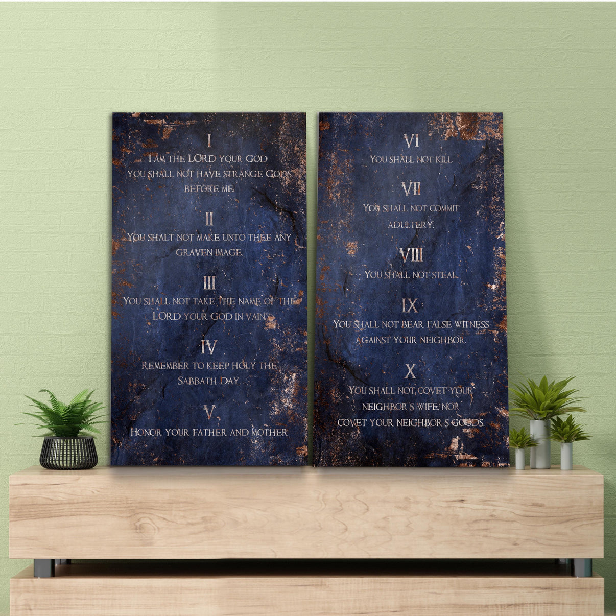 Saphire-Stone Inspired, Ten Commandments Metal Tablets – Honeycomb Proverbs
