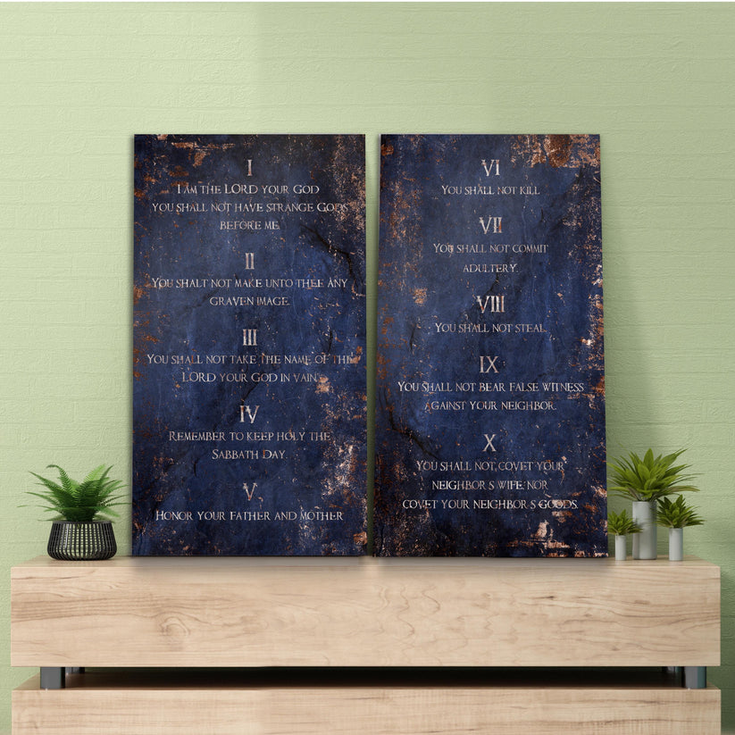 Saphire-Stone Inspired, Ten Commandments Metal Tablets – Honeycomb Proverbs
