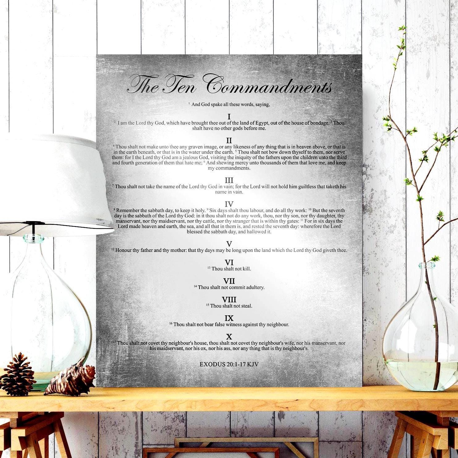 The Ten Commandments; Vintage Tin Wall Art – Honeycomb Proverbs