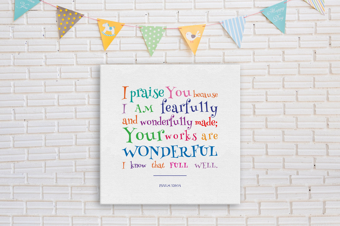 Psalm 139:14, Canvas Bible Verse Decor for Kids – Honeycomb Proverbs