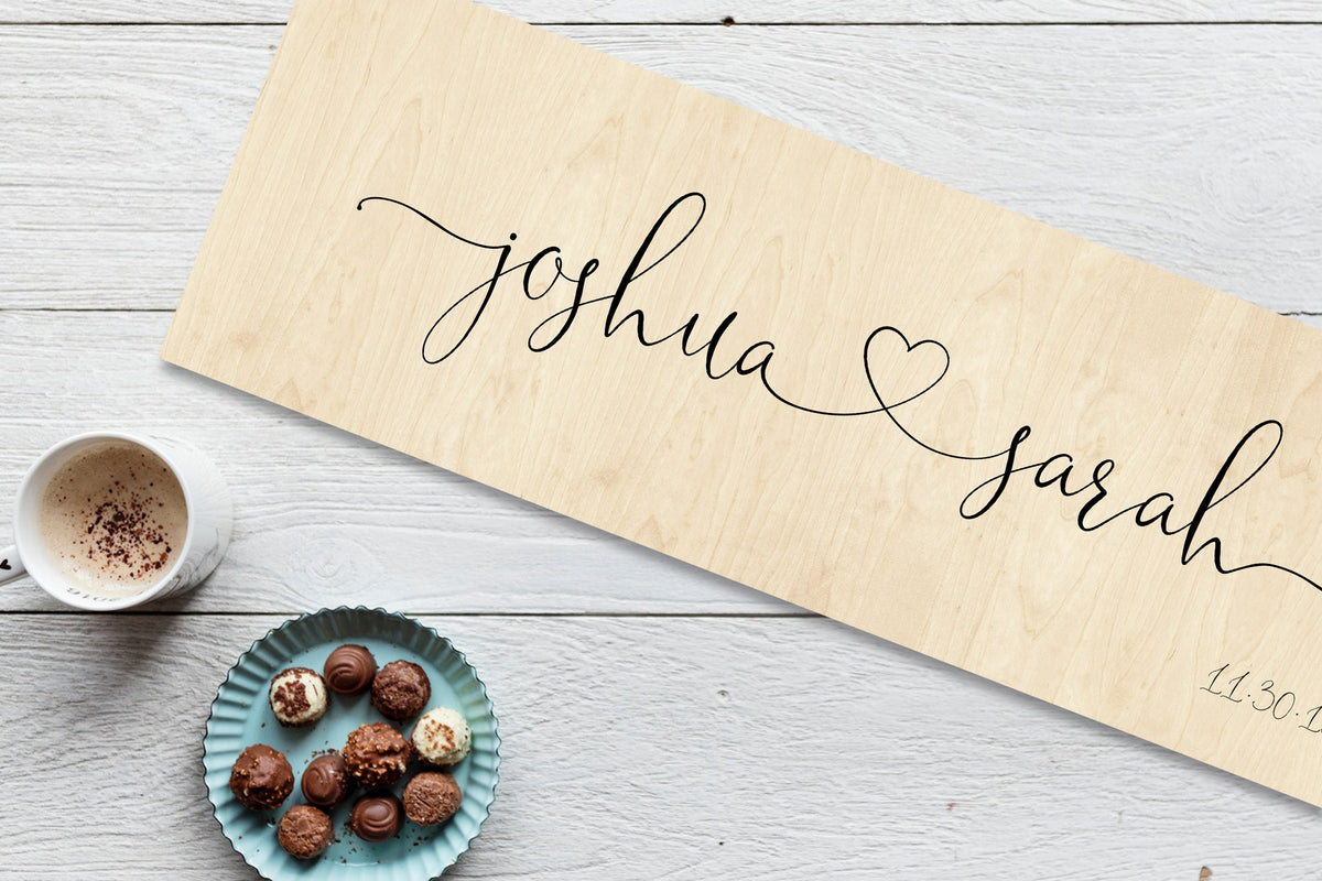 Wood Established Sign with Heart Connected Names – Honeycomb Proverbs